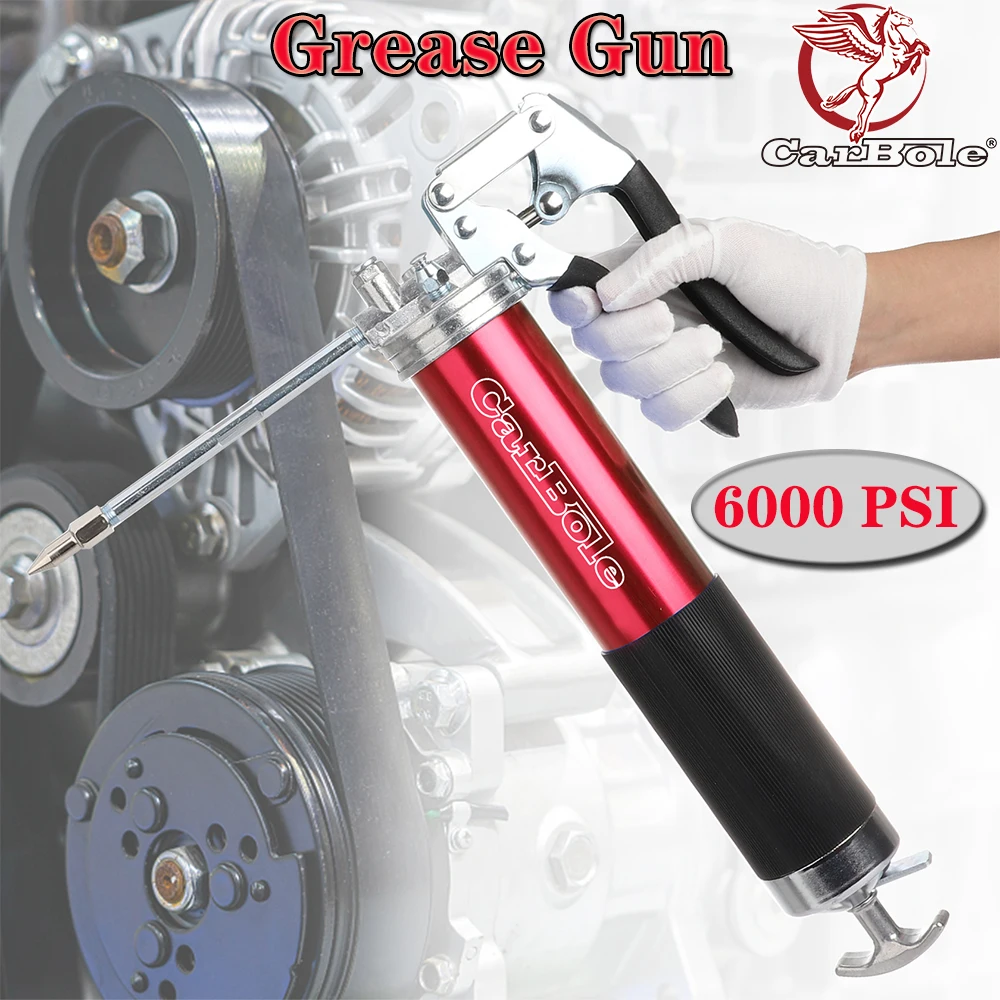 Red-Grease-Gun-6000-PSI-14-OZ-with-12-Flex-Hose-Anodized-Pistol-Grip ...