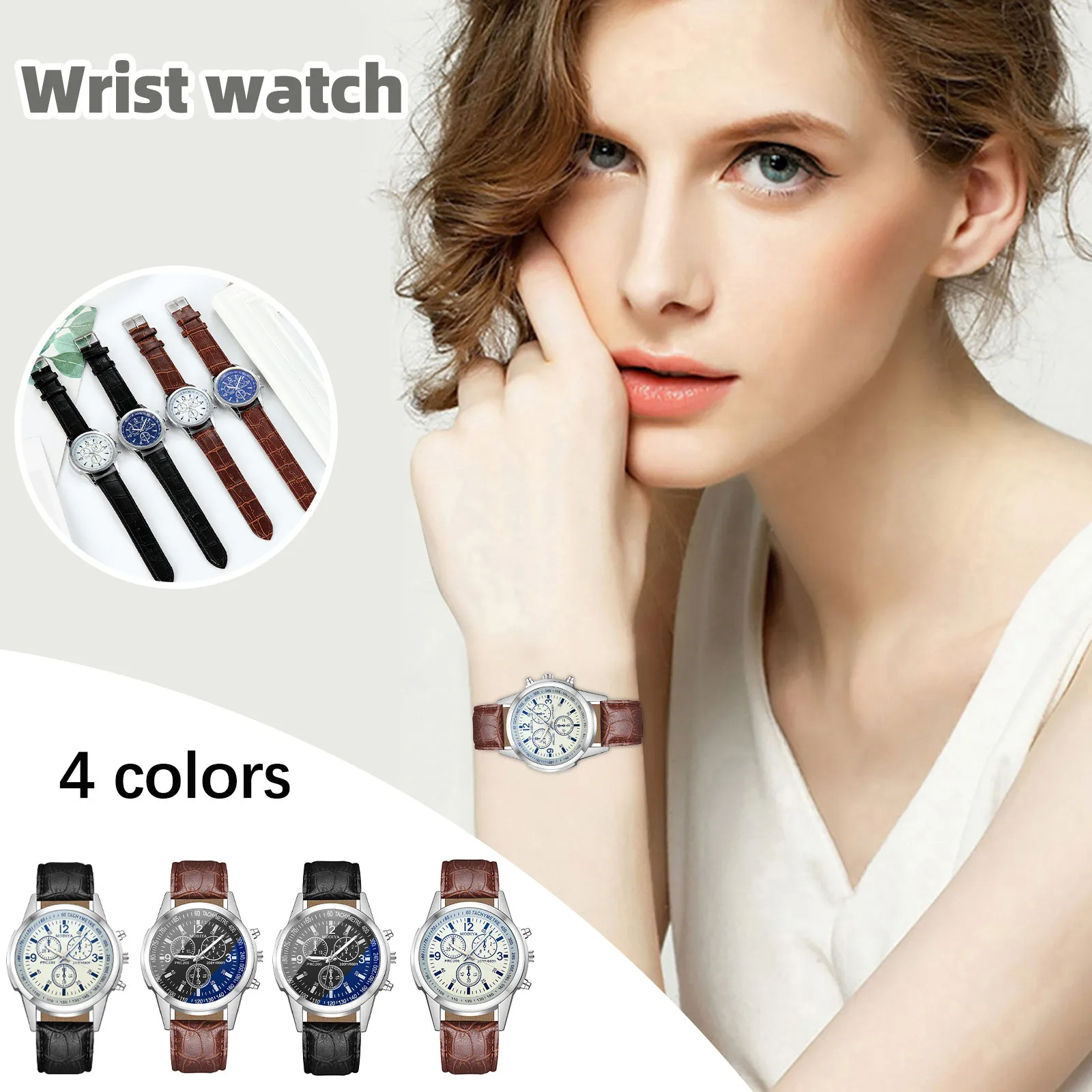 Watch For Women Three Eyes Quartz Watch Casual Blue Light Glass Ladies ...