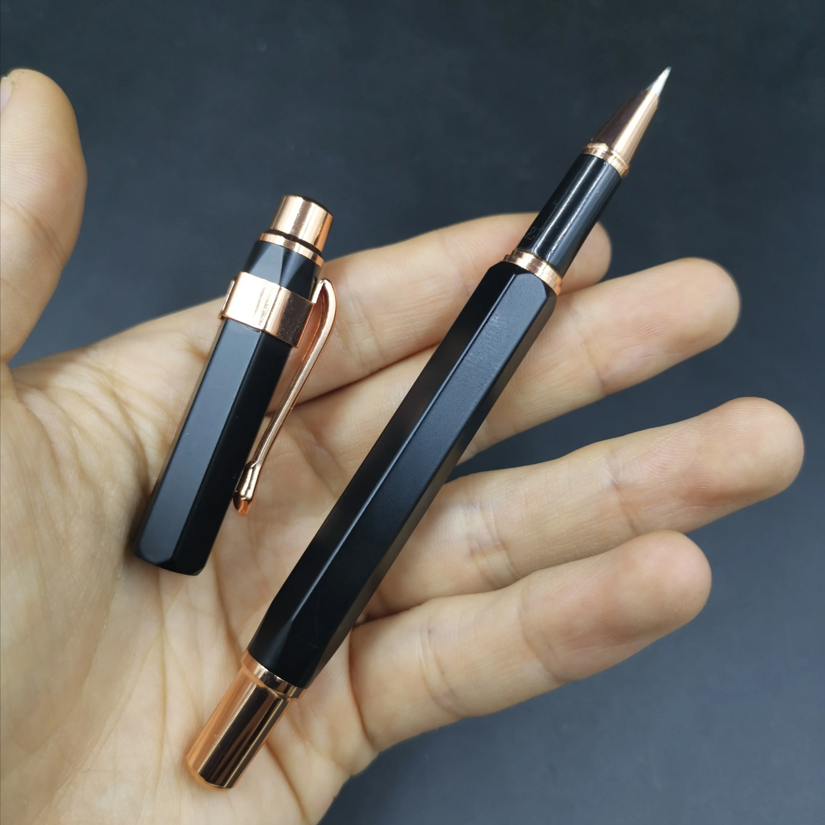 St Penpps 095 Fountain Pen Hexagon Black Metal Ink Pen Bronze Clip F ...