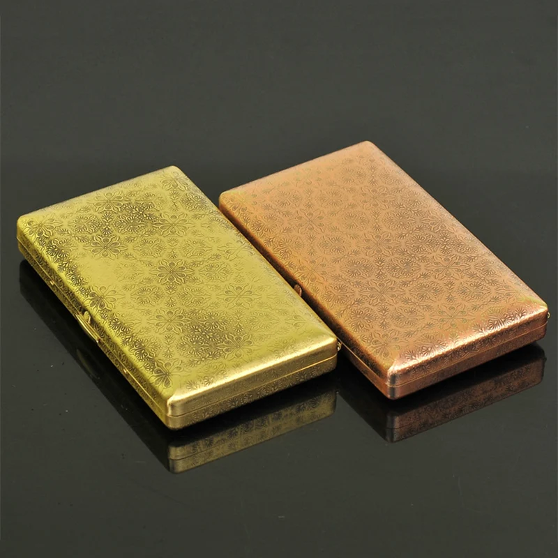 Retro Pure Copper Cigarette Box Portable Mini 14 Cigarettes Case Holder ...