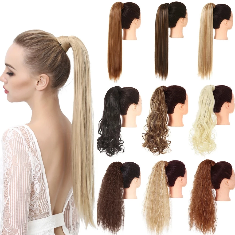 Synthetic-Clip-in-Ponytail-Hair-Extension-Wig-Straight-Kinky-Curly-Long ...