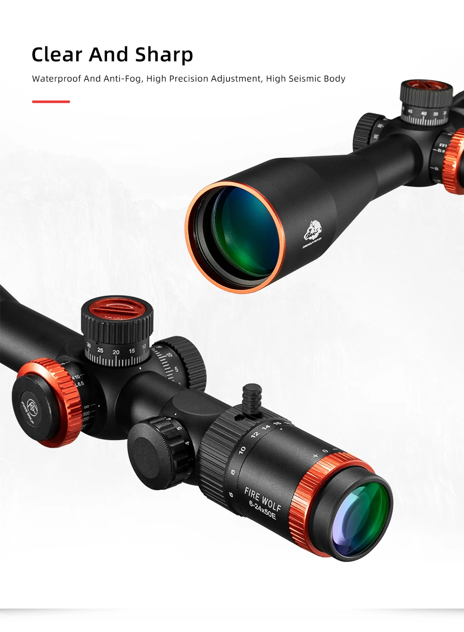 FIRE WOLF QZ 6-24X50E FFP Scope Red Green Reticle Hunting Optical Sight ...