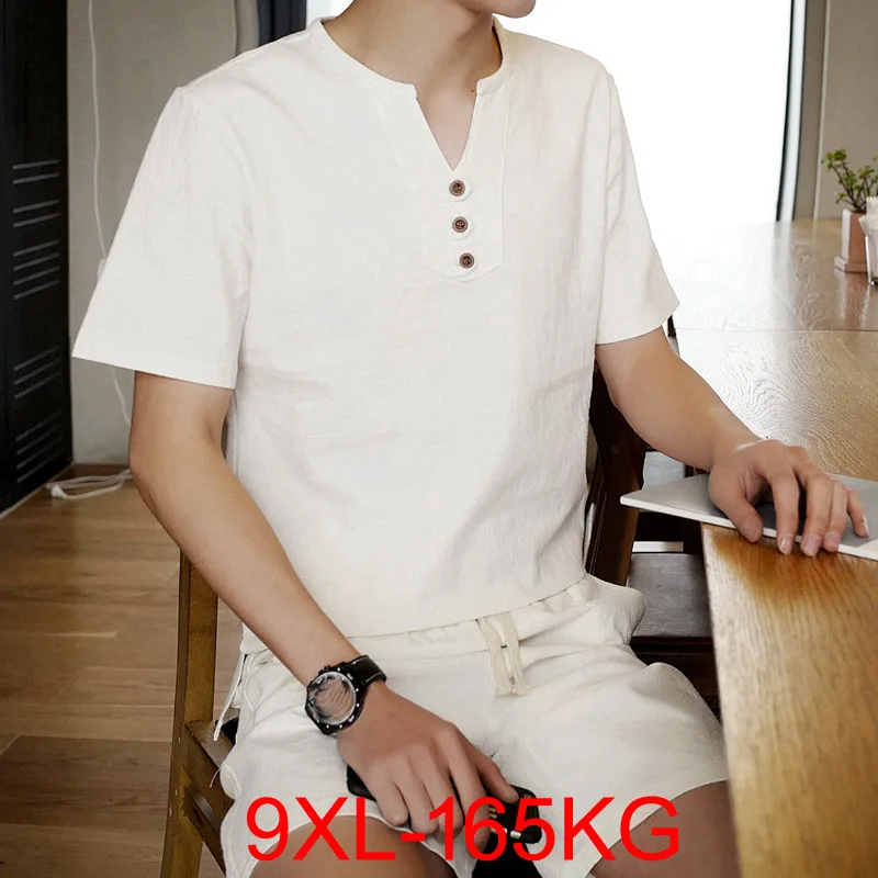 Men-s-Clothing-Large-Size-Tracksuit-8XL-9XL-Linen-Short-T-shirt-Summer ...