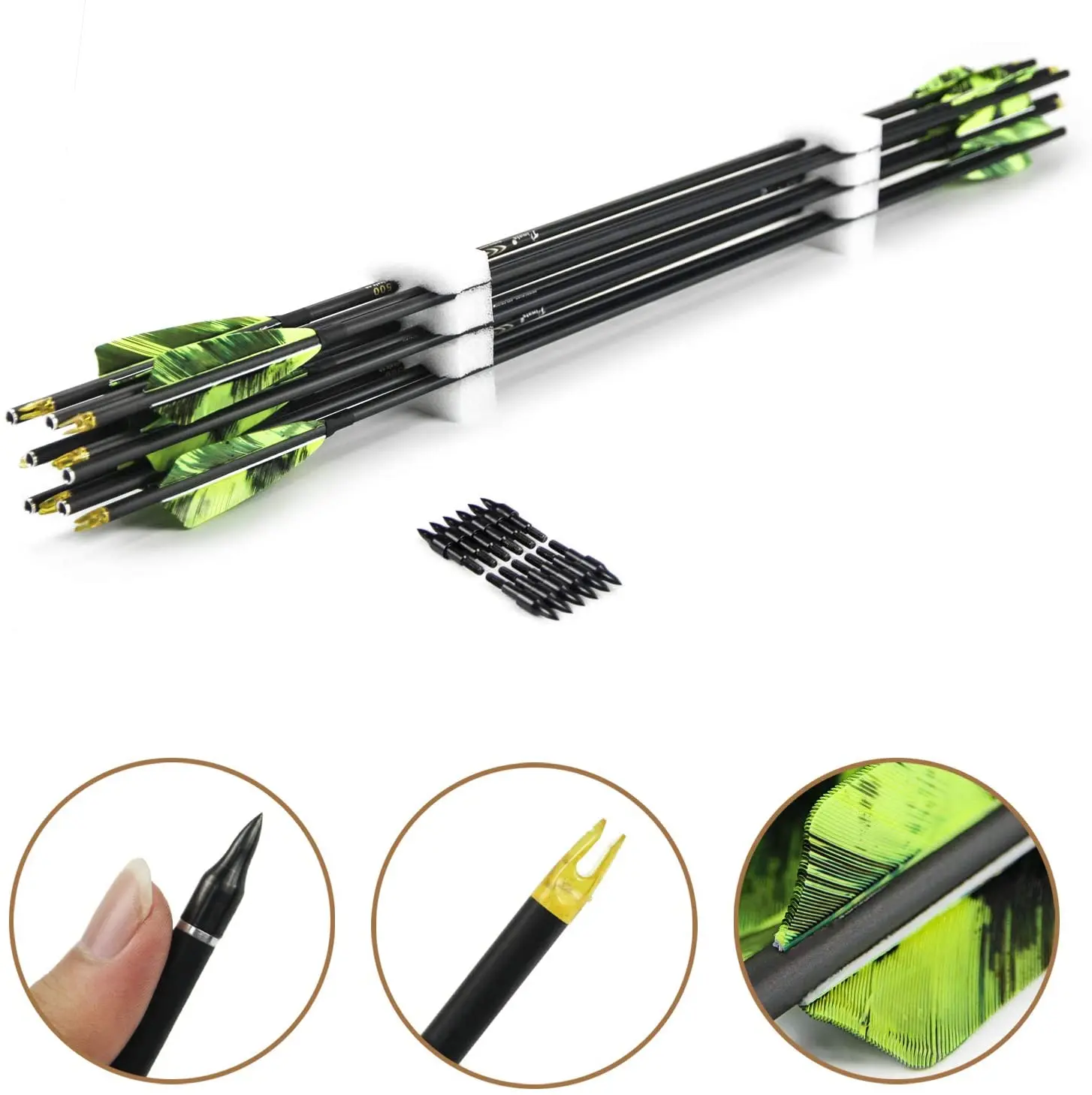 Pinals-Archery-Carbon-Arrows-Spine-300-340-400-500-600-30-32-Inch ...