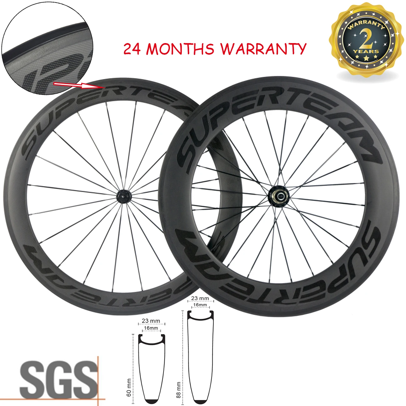 SUPERTEAM-60-88mm-Clincher-Carbon-Wheelset-3k-Matte-Bicycle-Wheels-Road ...