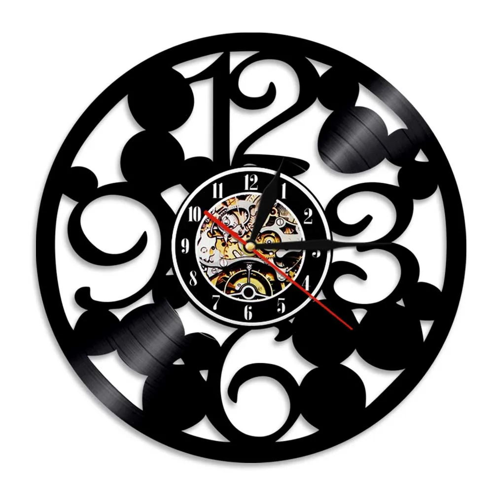 Modern 3D Wall Clock Big Number Vinyl Record Clock Large Number Simple ...