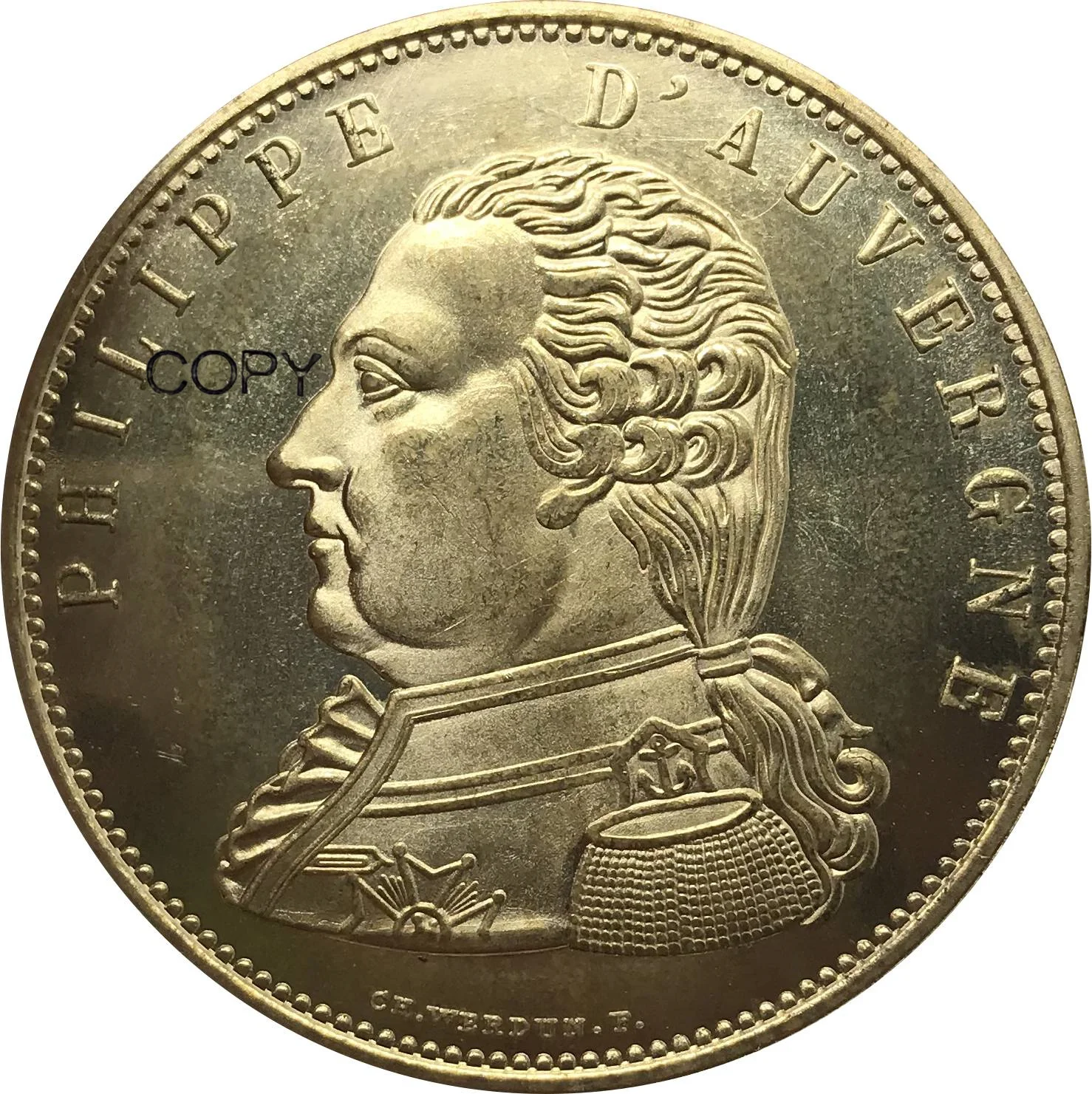France-5-Francs-1815-Vice-Admiral-Metal-Brass-Gold-Replica-Goods-from ...