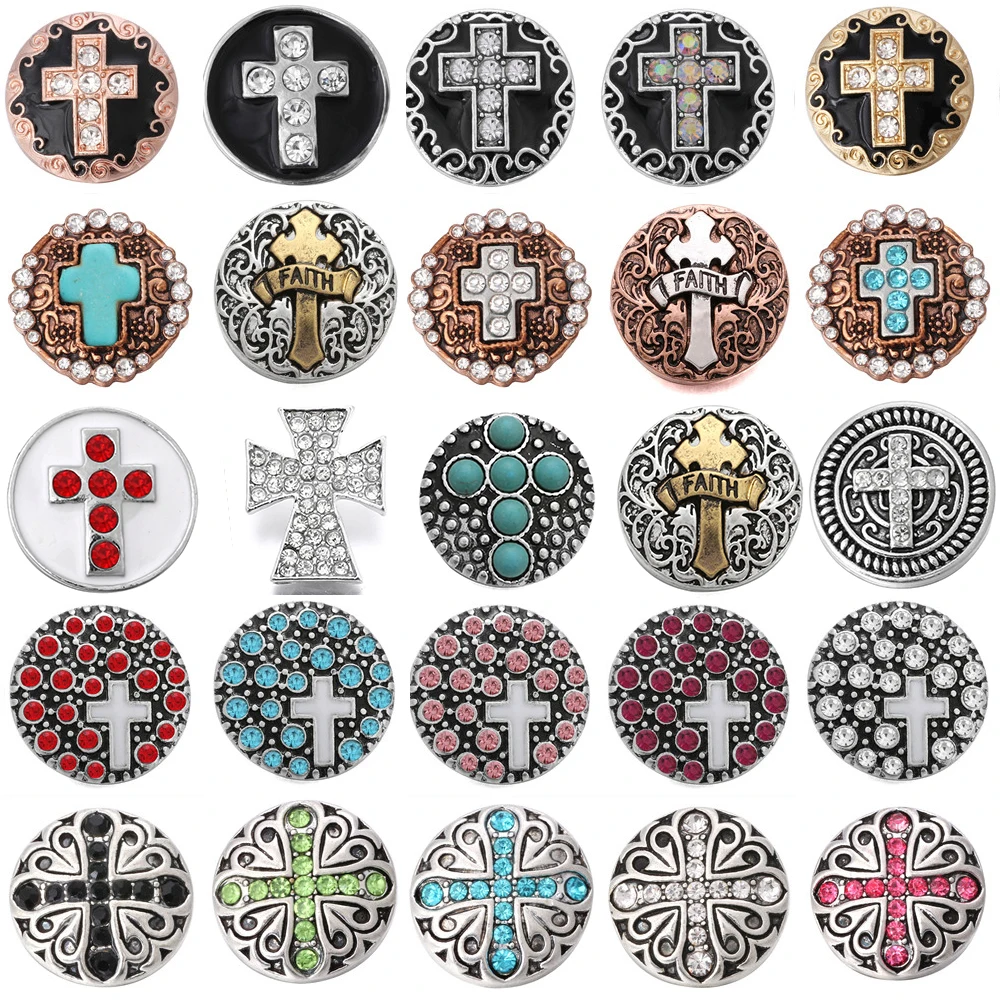 Cross Buttons Snap | Bracelets - 5pcs/lot Wholesale 18mm Hot Rhinestone ...
