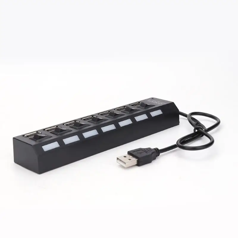 Hub USB, 7 porturi USB 2.0 High Speed, Buton individual On/Off ...