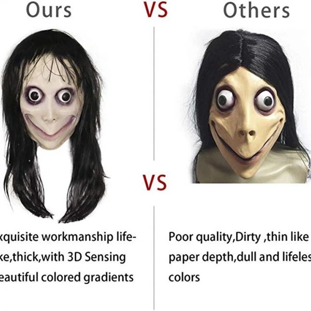 Halloween Momo Scary Ghost Hacking Death Game Big Eye With Long Wig ...