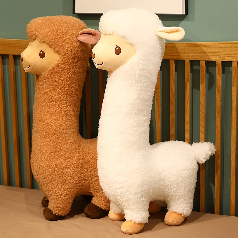 Furry Plush Llama Alpaca Plush Toy Stuffed Soft Long Plush Lifelike ...