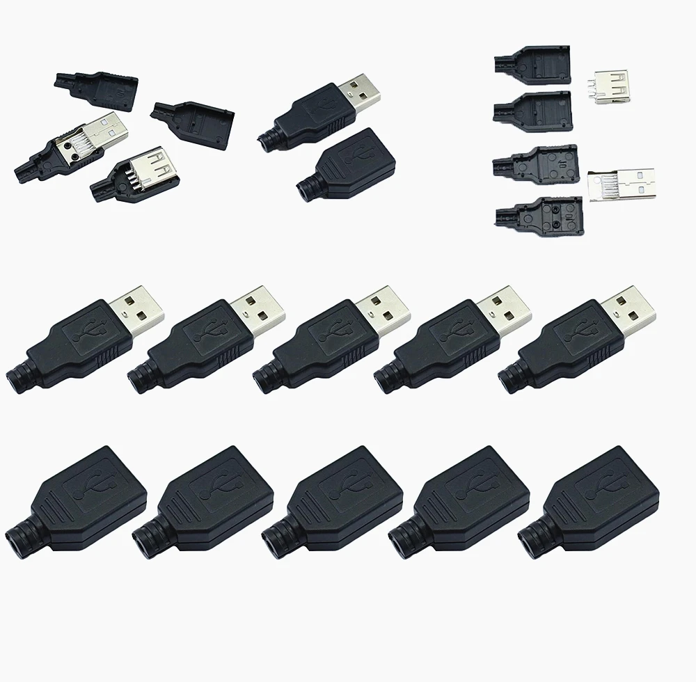 10pcs-USB-2-0-Type-A-Male-Female-USB-4-Pin-Plug-Socket-Connector-With ...