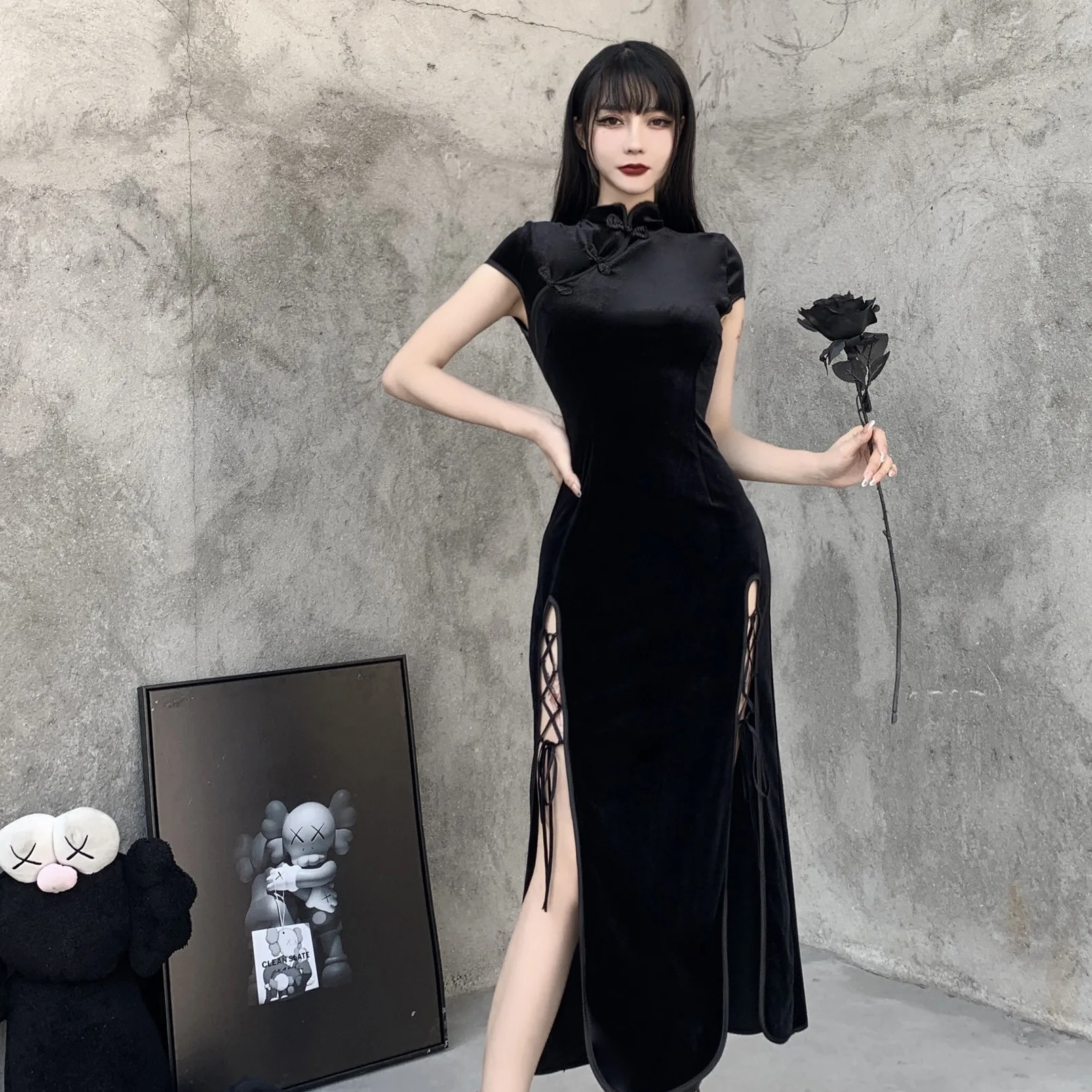 Insgirl Vintage Dark Gothic Dress Women Street Chinese Mall Goth Sexy ...
