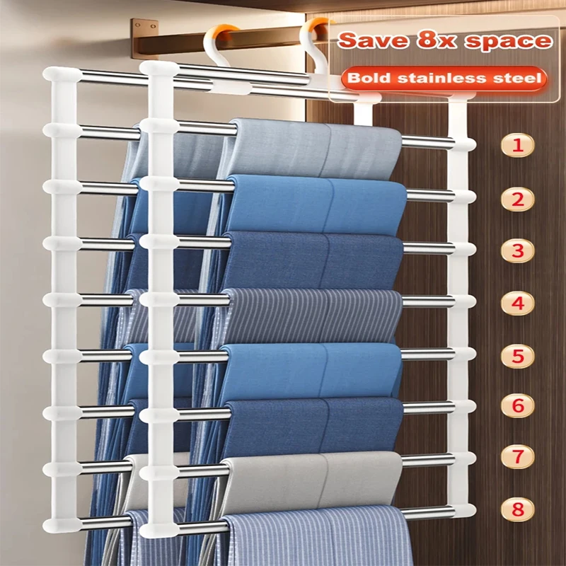 4/6/8 Layes Trouser Storage Racks Pants Tie Storage Shelf Closet ...