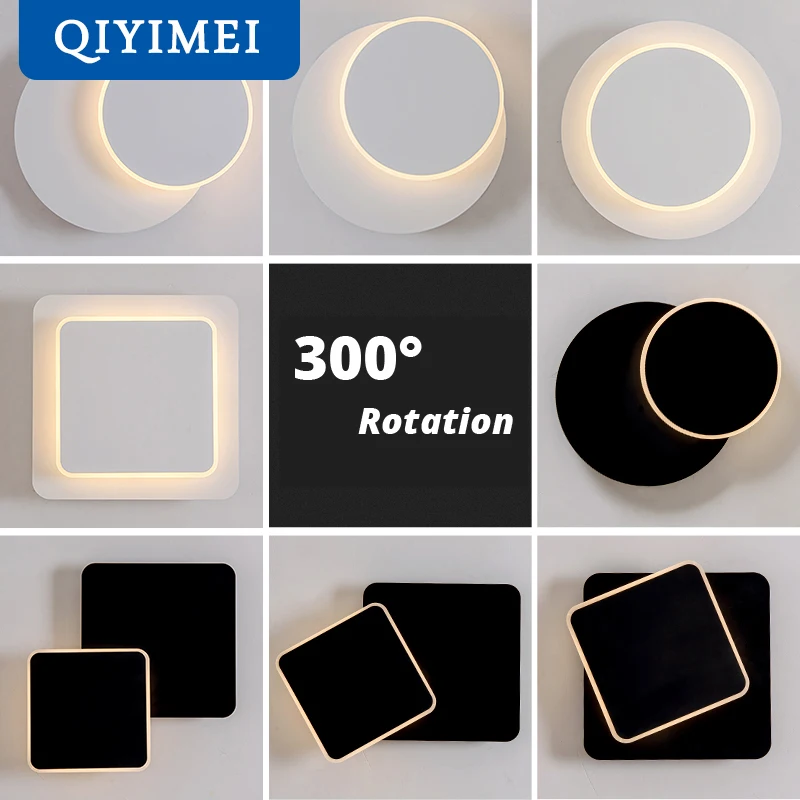 square-LED-Wall-Lamp-for-Bedroom-living-room-white-black-sconce-wall ...