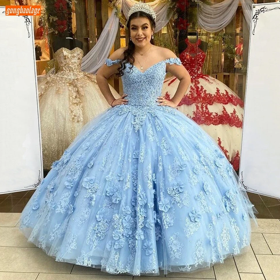 Sumptuous Blue Prom Dresses Long Lace Up Appliqued Beaded Ball Gown ...