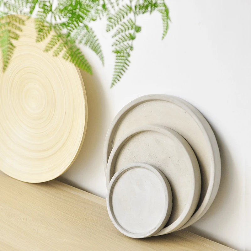 Concrete Round Tray Silicone Mold Terrazzo Tray Mold Flower Pot Base ...