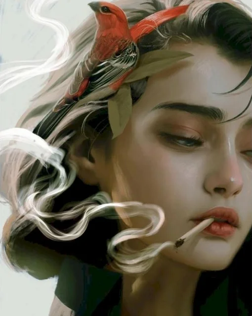 Sad Girl Smoking Drawing