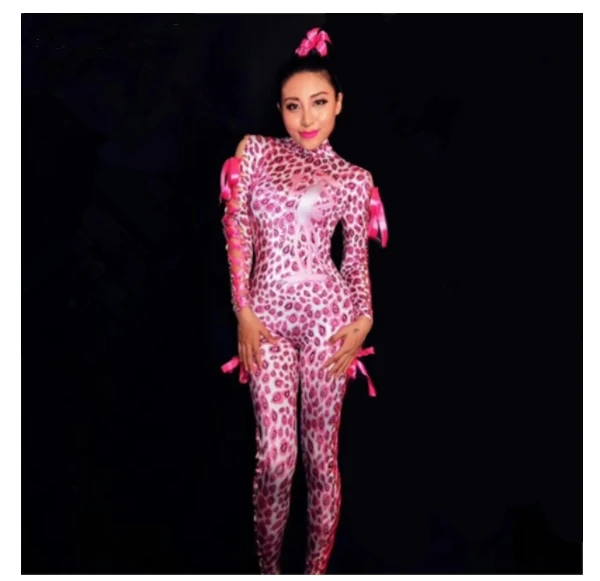 Female-Birthday-Party-Leotard-Rompers-Fashion-Pink-Leopard-Bandage ...