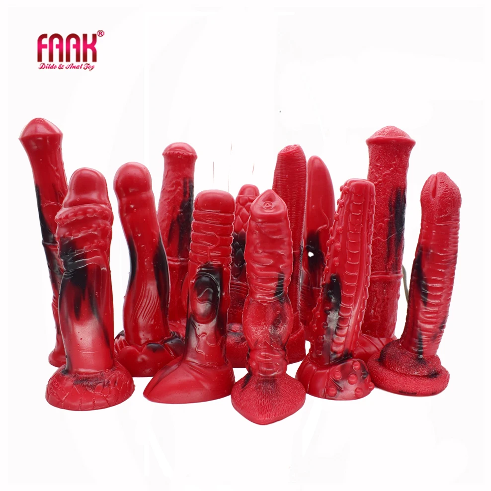 Red-Mix-Black-Animal-Dildo-horse-dildo-dog-wolf-Realistic-Pig-Penis ...