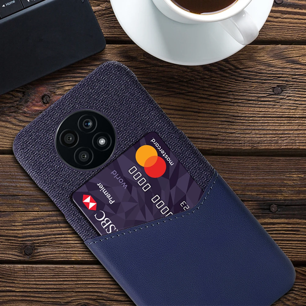 Febric Card Holder Cover For Huawei Nova 8i 8 I Coque Cloth Texture Pu ...