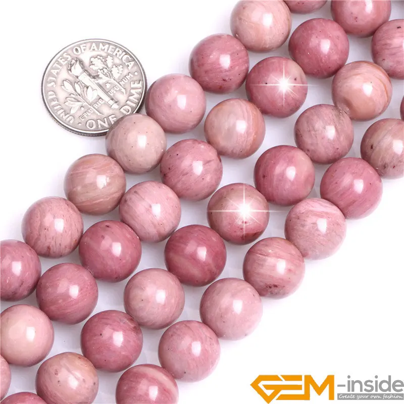 Natural Stone Red Rhodonite Round Beads For Jewelry Making Strand 15 ...