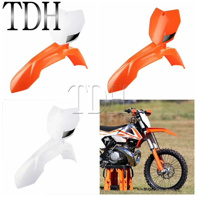 Motorcycle Front Fender + Front Number Plate Motocross Enduro Supermoto ...