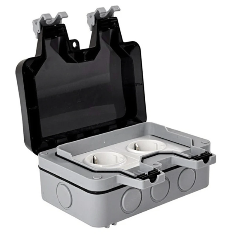 IP66 Weatherproof Waterproof Outdoor Wall Power Socket 16A Double EU ...