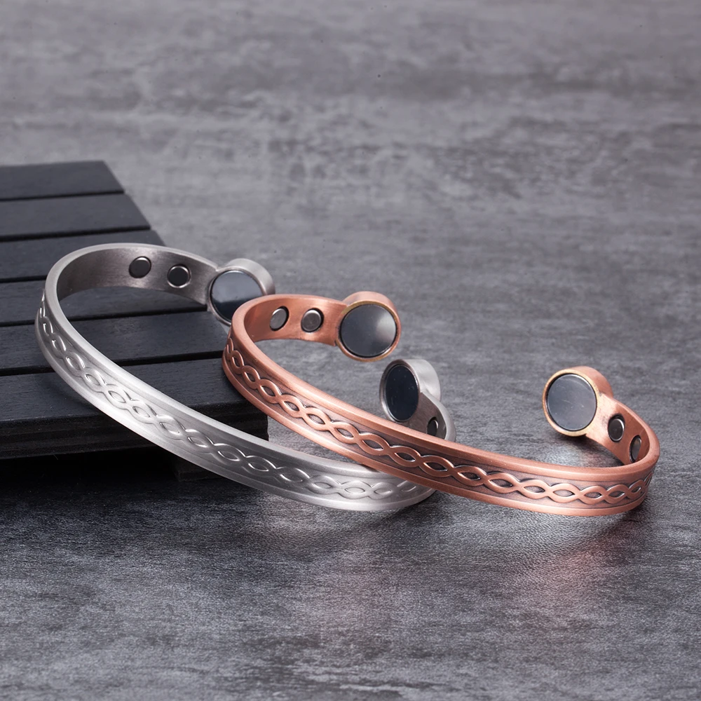 Vinterly Infinit Pure Copper Bracelet Magnetic Cuff Adjustable Bracelet ...