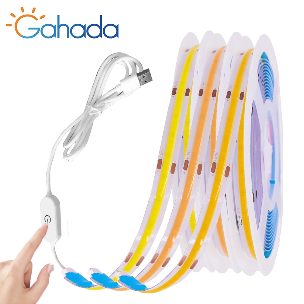 5V USB LED COB 스트립 빛 선형 Dimmable 유연한 LED 테이프 320LED 고밀도 소프트 RA90 COB FOB 빛 3000K 4000K 6000K|LED ...