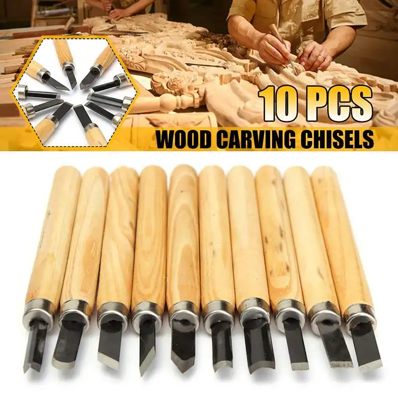 10Pcs/Set Professional Wood Carving Chisel Knife Hand Tool Set Pen ...