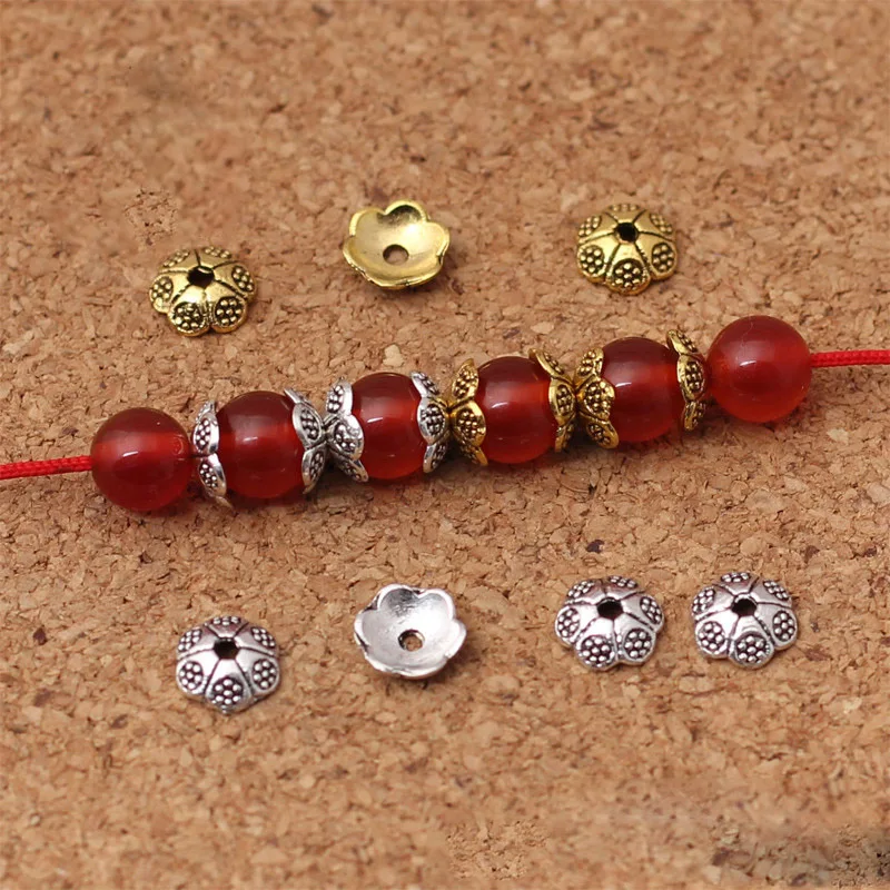 100pcs-Tibetan-Silver-Metal-Ornament-Bead-Caps-6-5mm-Antique-Gold ...