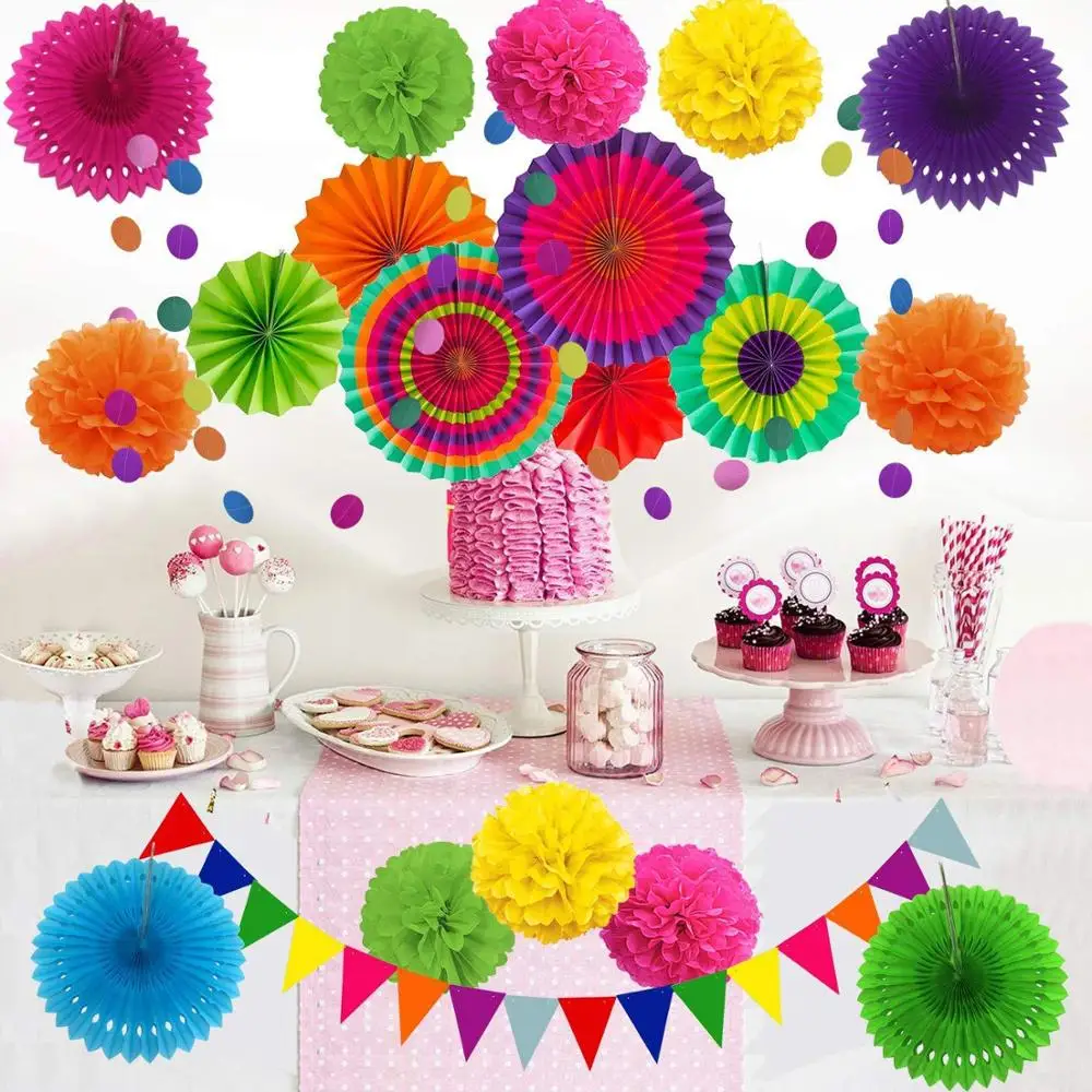 20pcs-set-colorful-Party-Paper-Big-Lantern-Tissue-Pompoms-fan-paper ...
