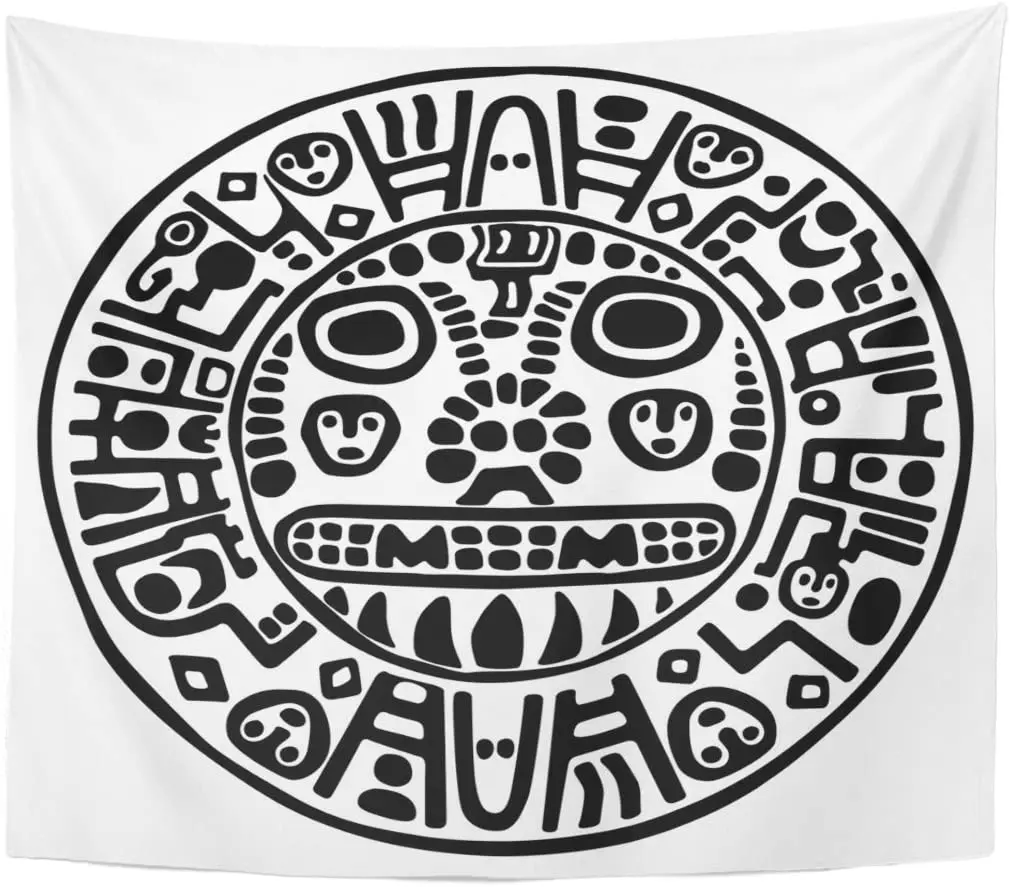 Mayan-Inca-Calendar-Aztec-Tribal-Mexican-Graphic-Tapestry-Home-Decor ...