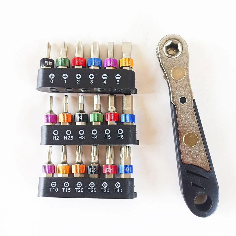 Ratchet wrench Screwdriver bit set S2 color circle bit Household ...