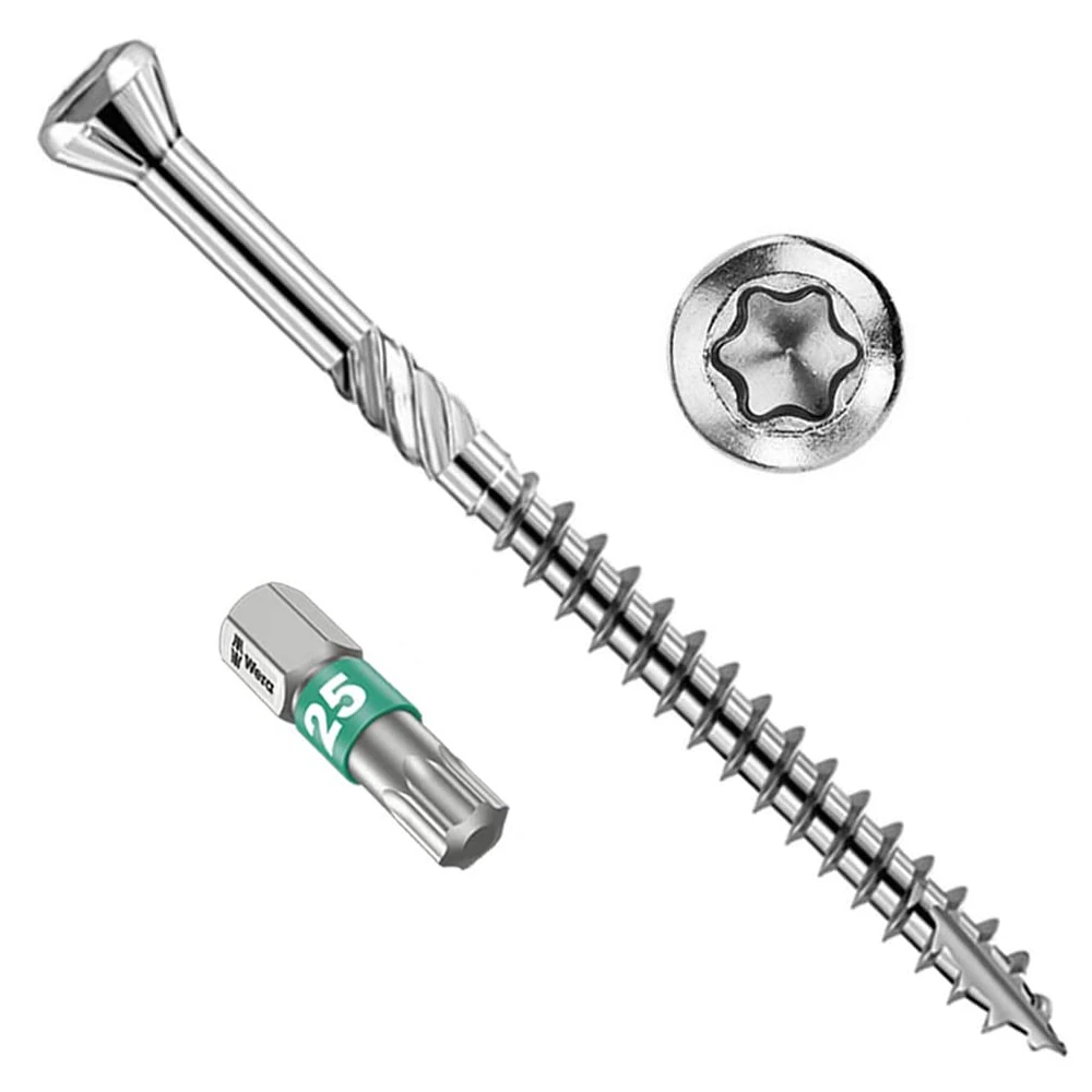 180 Pieces 5x60mm Torx Slot Knurled Type 17 Stainless Steel Deck Screws ...