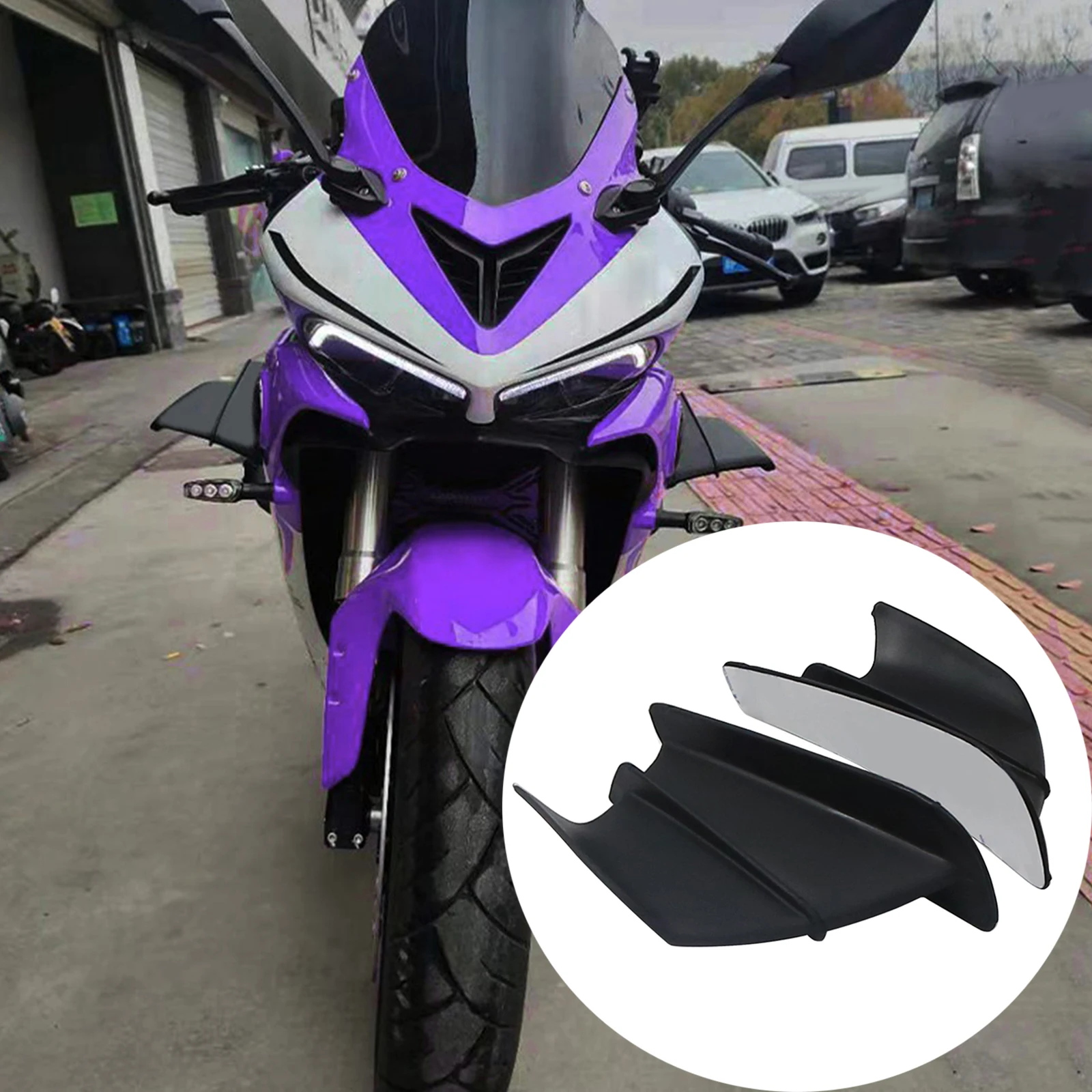2 X Motorcycle Winglet Pasted Aerodynamic Wing Kit For Yamaha BWS RS ...