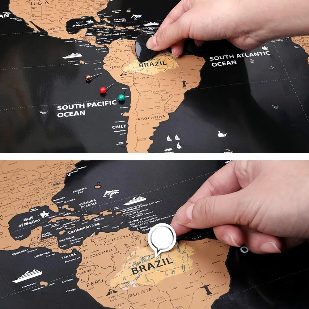 Large Size 82*59 Scratch Off World Travel Map Premium Personalized Wall ...