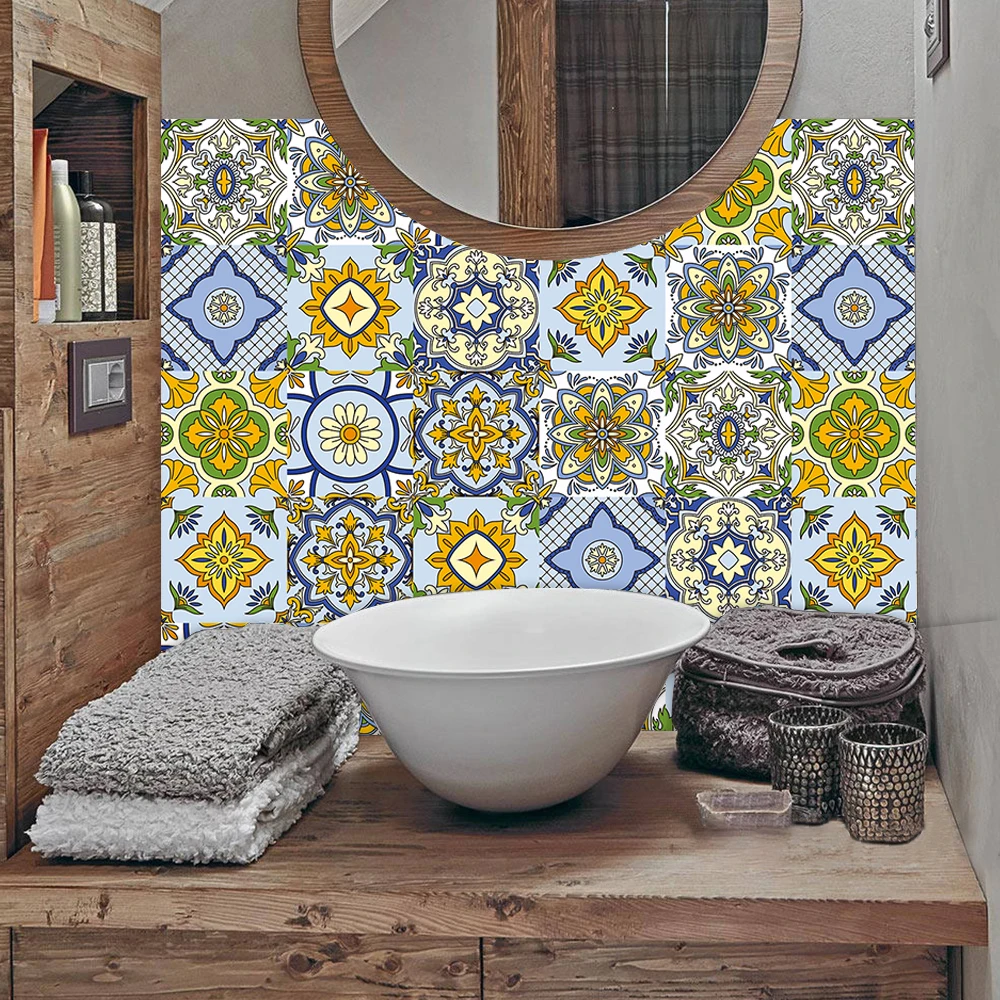 10pcs-Flowers-Floor-Tile-Wall-Stickers-Vinyl-Home-Decor-For-Bathroom ...