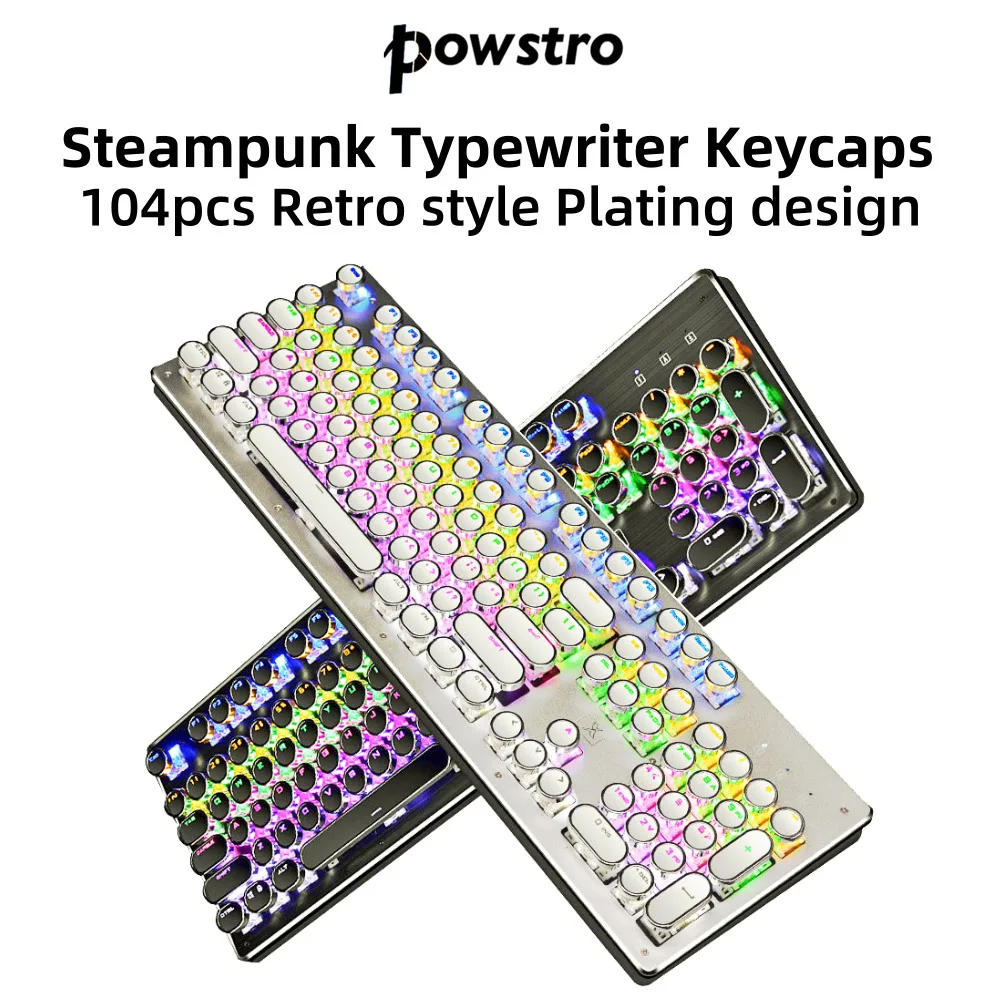 LED Gaming Steampunk Typewriter Keycaps for Mechanical Keyboard With ...