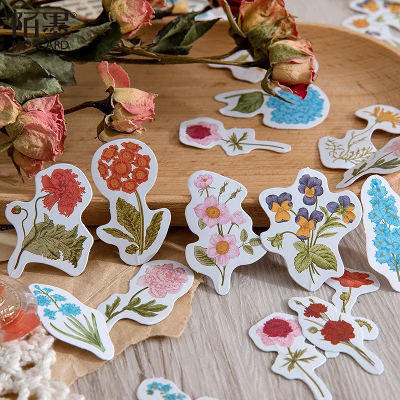 46 Pcs/pack Fresh Flowers Sticker Set Cute Decoration Scrapbook Stickers