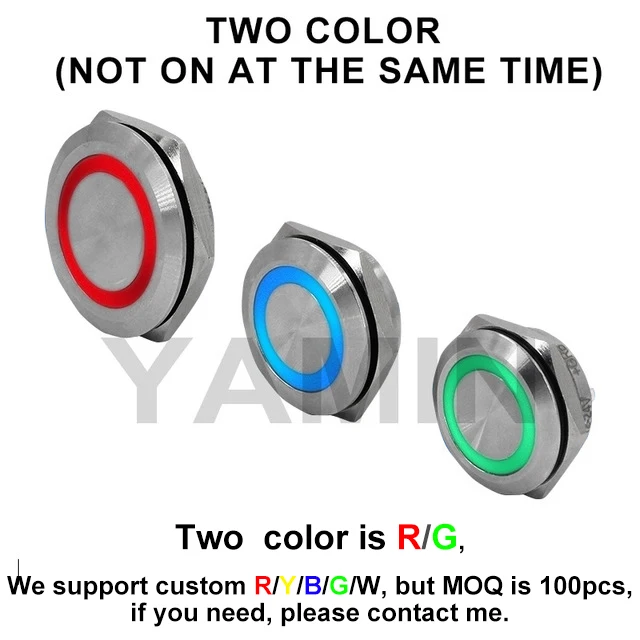 12/16/19/22/25/30mm Ultrathin Bi Tri-color Light Metal Push Button ...