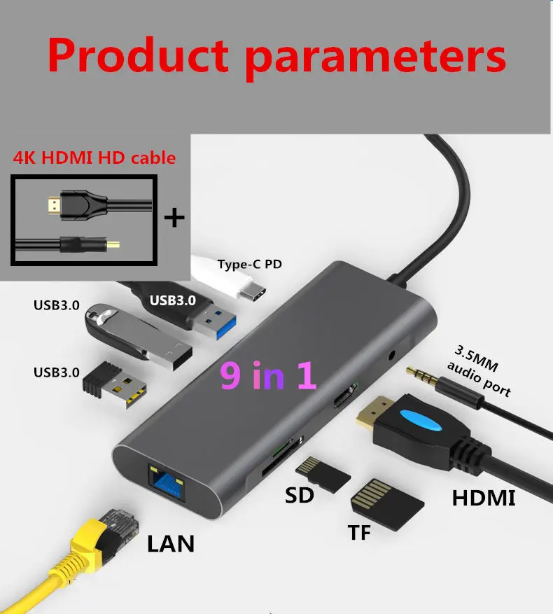 USB 3.0 SD TF card slot for MacBook Pro usb-C Type C PD hub HUB HDMI ...