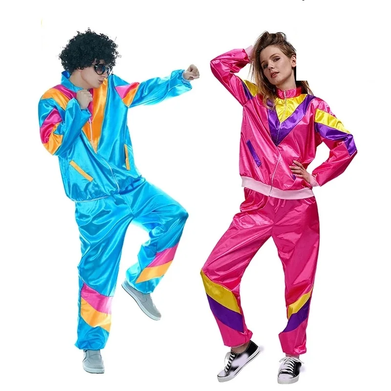 Ladies 80s Height Of Fashion Tracksuit 1980s Party Retro Disco Neon Costume