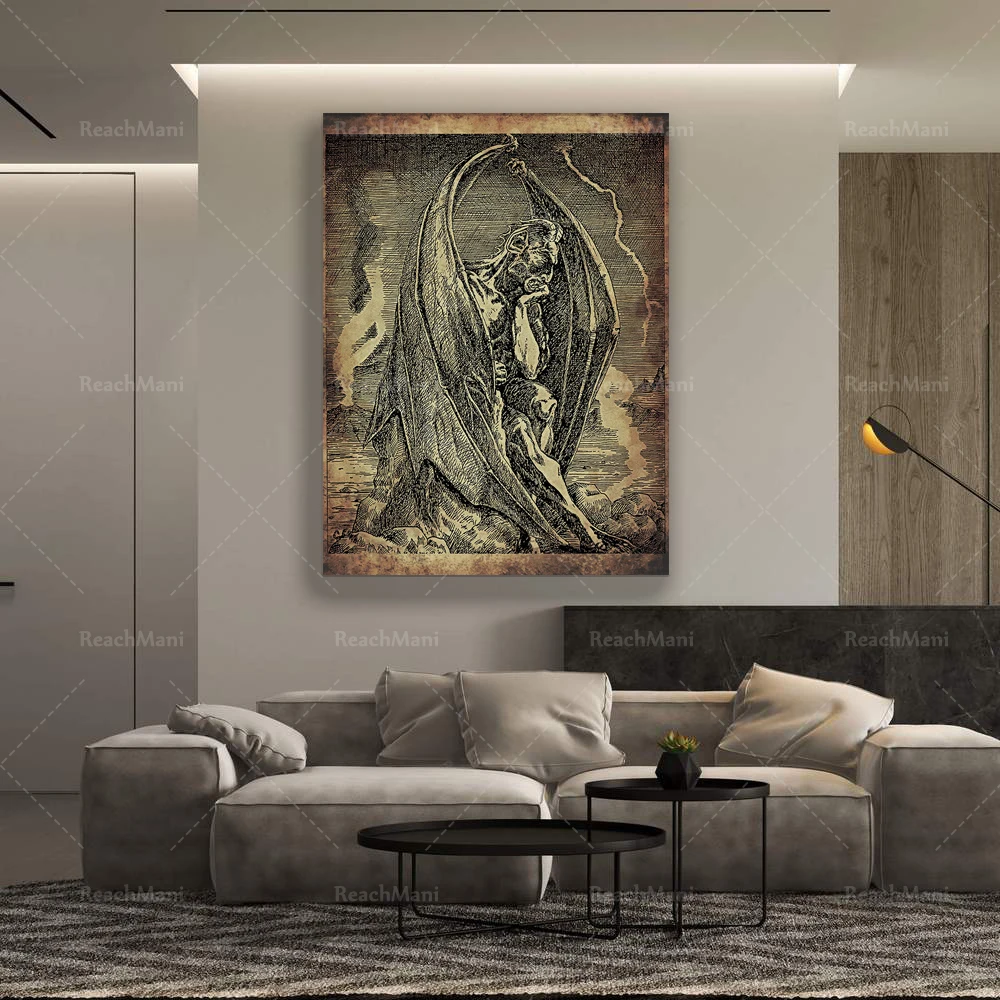 Fallen Angel Lucifer Print, Occult Poster, Satanic Decor, Satanic ...