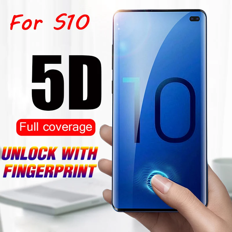 곡선 강화 유리 전화 보호 필름 삼성 S10 HD 9H 5D 전체 커버 유리, Samsung Galaxy S10 Plus S10 Lite S10e|폰 강화유리 ...