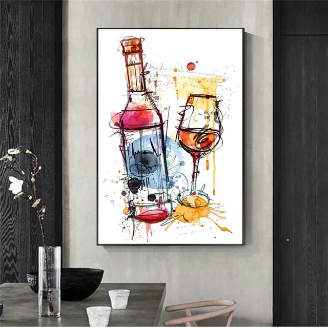 Wine Bottle Painting Abstract