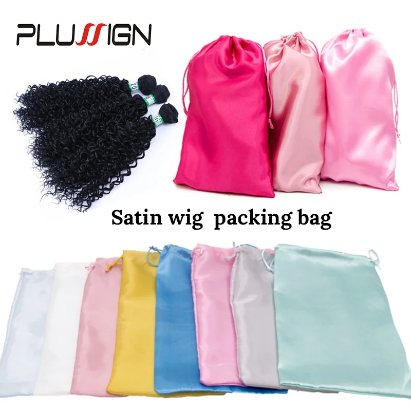 Plussign-Wig-Bag-Black-Pink-Gold-Wig-Storage-With-Drawstring-Large-Size ...