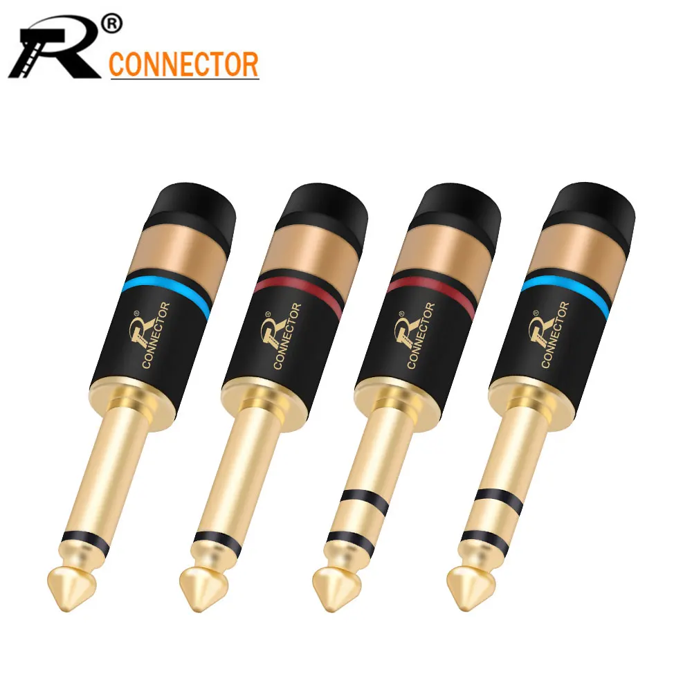 R Connector 1pc 6.35mm Luxury Blue & Red Gold plated MONO/Stereo Audio ...