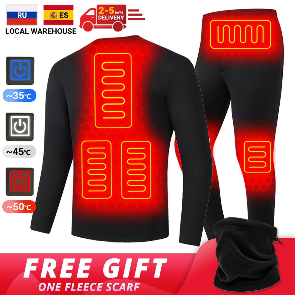 Winter Thermal Jacket Heated Vest Men Heated Underwear Men's Ski Suit ...